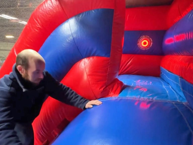 70′ Extreme Run & Climb Inflatable Obstacle Course w/ Interactive Light ...